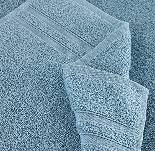 Hammam Linen Light Blue Hand Towels 4-Pack - 16 x 29 Turkish Cotton Premium Quality Soft and Absorbent Small Towels for Bathroom