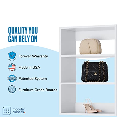 Closet Shelves - Modular Closet System with Shelving - Corner Closet System - Closet Organizers and Storage Shelves (White, 19.5 inches Wide) Closet Shelving