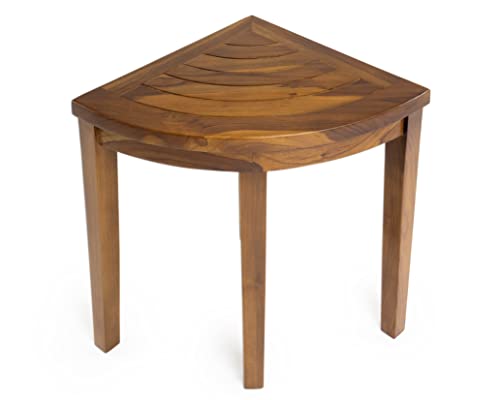 ALATEAK Corner Wood Bath Spa Shower Stool Table Bench Shelf Storage Fully Assembled