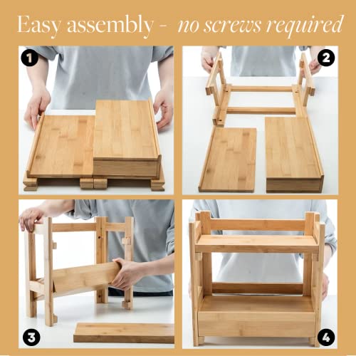 GOBAM Bathroom Counter Organizer Shelf Cosmetic and Vanity Perfume Organizer Shelf with Drawer, Easily Assembled Suitable for Mom or Wife, Bamboo