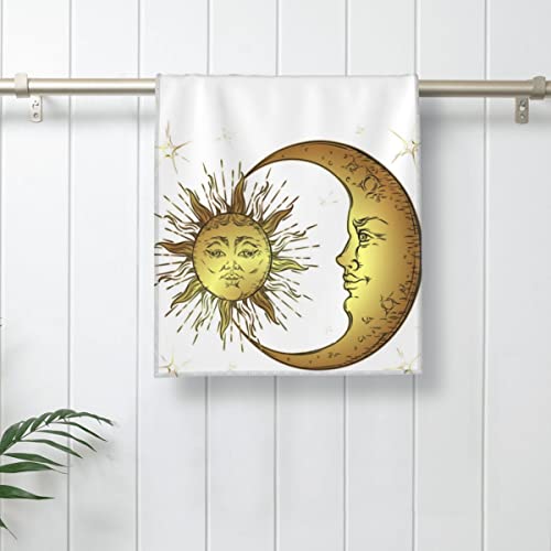 Hand Towels Boho Style Sun Moon Stars Fingertip Towel for Home Kitchen Swim Spa 12 X 27.5 Inches