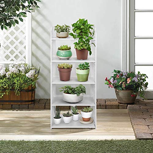 Estink Shoes Rack, White Wood Plastic Modern Space-Saving Display Shoe Tower, Free Standing Shoes Storage Organizer Closet Shelves Holder Container for Home Office, Max Support Hold 10 Pair (5 Tier)