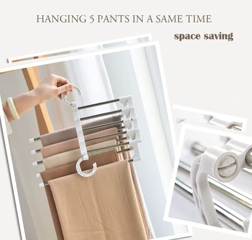 YUNAI Stainless Steel Pants Hangers Jeans Clothes Organizer Folding Storage Rack Space Saver Storage Rack for Hanging
