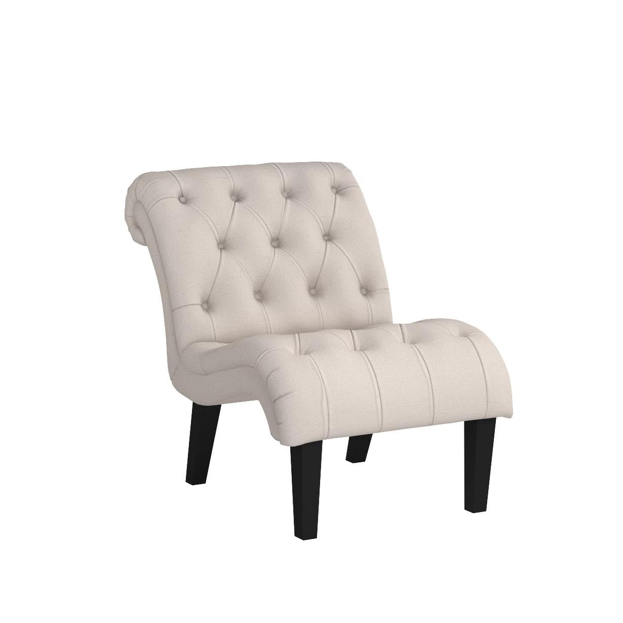 Yongqiang Accent Chairs for Living Room Set of 2 Upholstered Tufted Bedroom Chairs Curved Armless Side Chairs with Wood Legs Linen Fabric