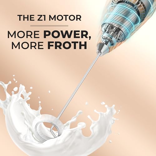 Zulay Powerful Milk Frother Handheld Foam Maker for Lattes - Whisk Drink Mixer for Coffee, Mini Foamer for Cappuccino, Frappe, Matcha, Hot Chocolate by Milk Boss (Cotton Candy)