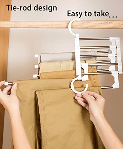 YUNAI Stainless Steel Pants Hangers Jeans Clothes Organizer Folding Storage Rack Space Saver Storage Rack for Hanging