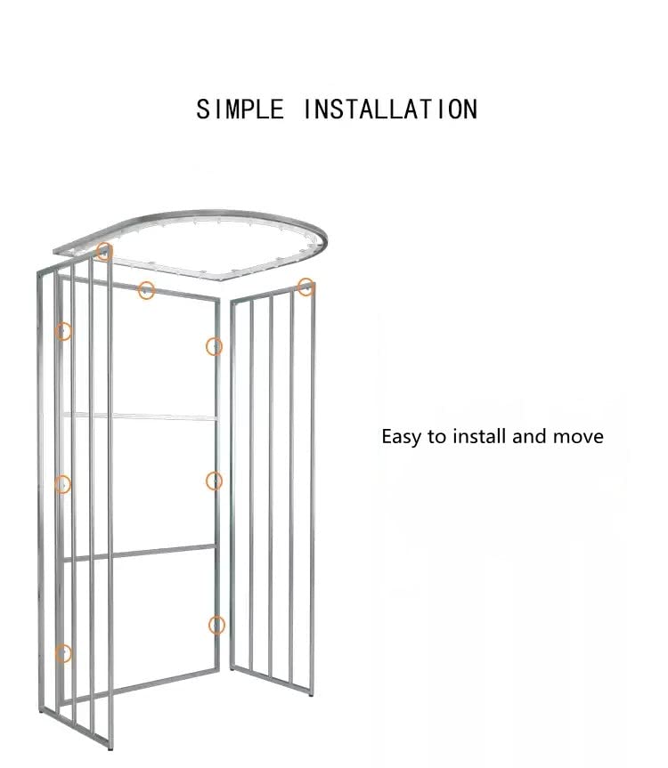 Clothing Store Fitting Room Curtain Frame, Portable Temporary Mobile Privacy Protection Dressing Room, Foldable Mall Simple Changing Room and Display Rack, 200x95x95cm (Gold Frame)