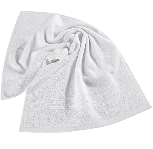 Hammam Linen White Hand Towels 4-Pack - 16 x 30 Turkish Cotton Quality Soft and Absorbent Small Towels for Bathroom 600 GSM