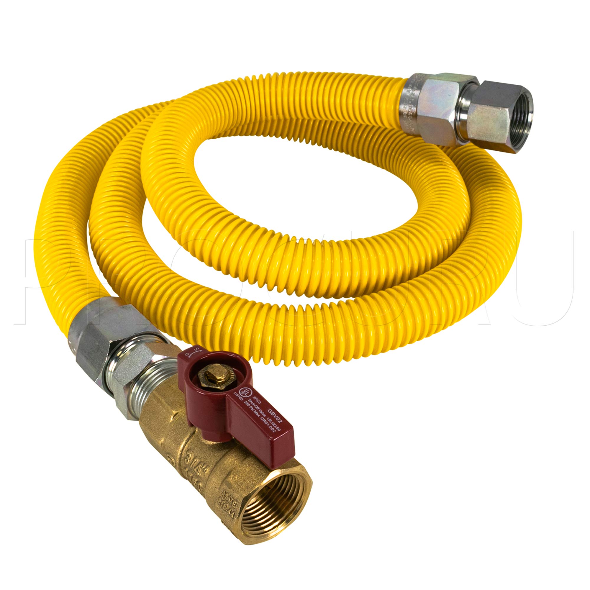 PROCURU 1" OD x 12" (1Ft) x 3/4"MIP x 3/4"FIP Universal Gas Flex Connector Kit with Gas Valve, Weatherproof MaxFlow Stainless Steel Tubing for Tankless Water Heater (Blue B1 Series)