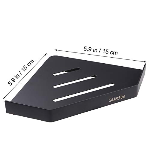 Hemoton Metal Shelves Bathroom Corner Shelf Stainless Steel Wall Mounted Shower Caddy Shelf Organizer Punch Free Kitchen Storage Shelf for Bathroom Washroom Kitchen Black Black Corner Shelf