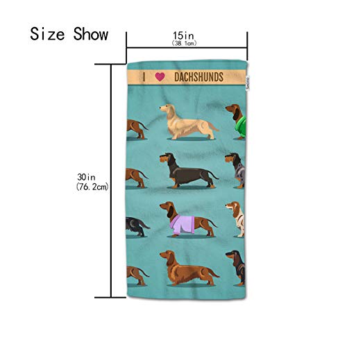 HGOD DESIGNS Dog Hand Towels,Cute Dachshund Dog Pattern 100% Cotton Soft Bath Hand Towels for Bathroom Kitchen Hotel Spa Hand Towels 15"X30"
