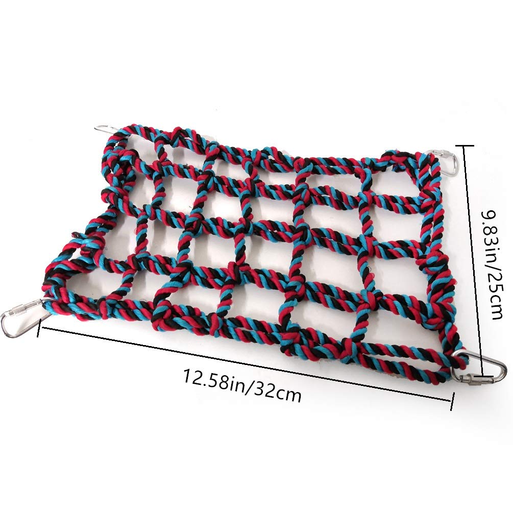 Litewoo Bird Climbing Cotton Rope Net Toy Grid Hammock for Parrot Rat Chinchilla Ferret Swing Thick Chew Rope Hammock Hanging Cage Nylon Rope Nets Toys Cage Accessory (Medium Size)