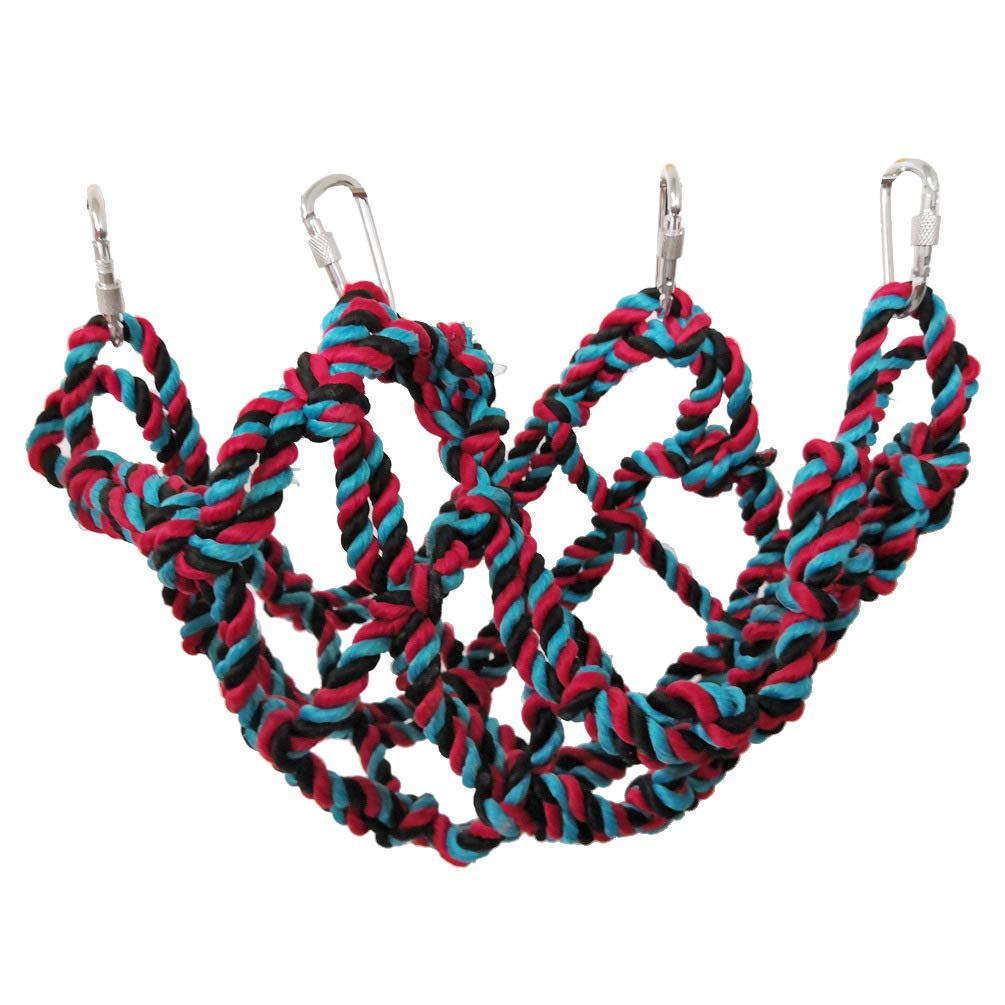 Litewoo Bird Climbing Cotton Rope Net Toy Grid Hammock for Parrot Rat Chinchilla Ferret Swing Thick Chew Rope Hammock Hanging Cage Nylon Rope Nets Toys Cage Accessory (Medium Size)