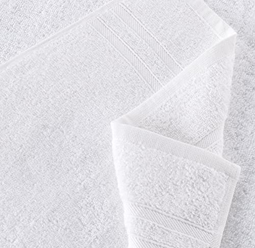 Hammam Linen White Hand Towels 4-Pack - 16 x 30 Turkish Cotton Quality Soft and Absorbent Small Towels for Bathroom 600 GSM