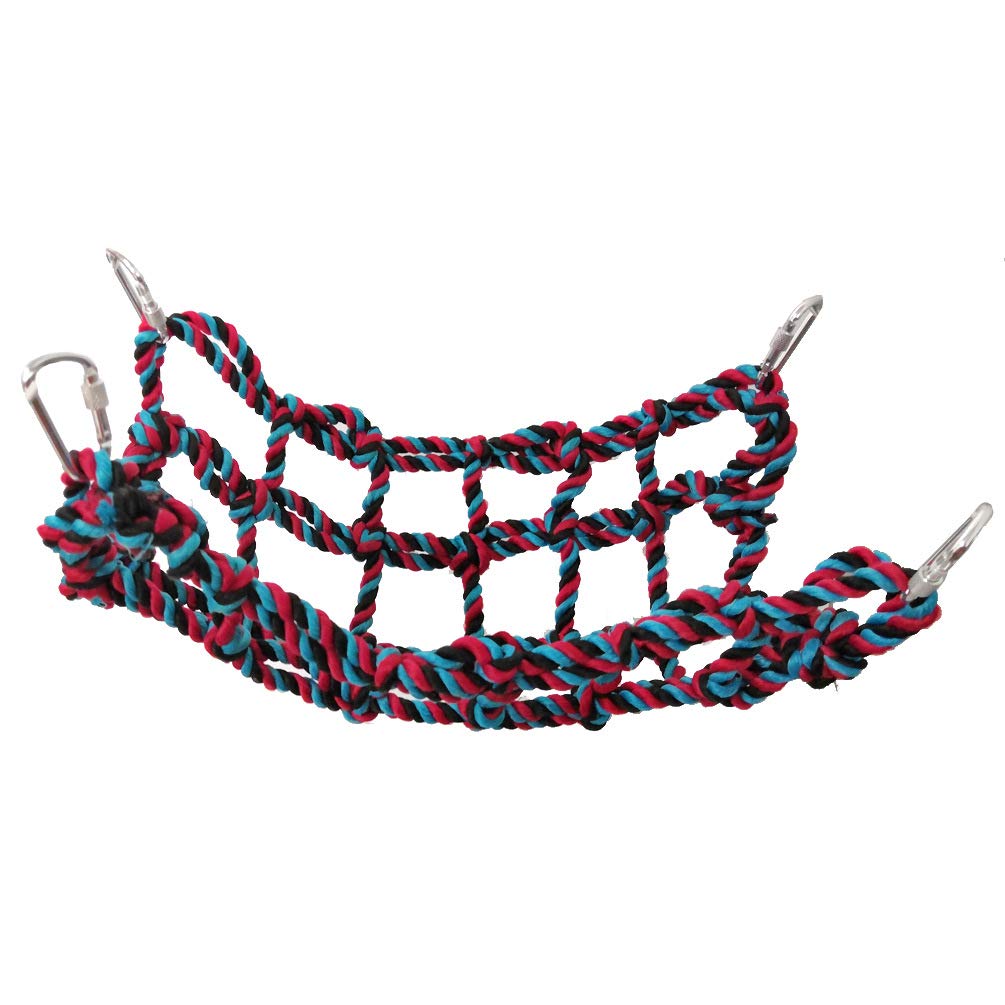 Litewoo Bird Climbing Cotton Rope Net Toy Grid Hammock for Parrot Rat Chinchilla Ferret Swing Thick Chew Rope Hammock Hanging Cage Nylon Rope Nets Toys Cage Accessory (Medium Size)
