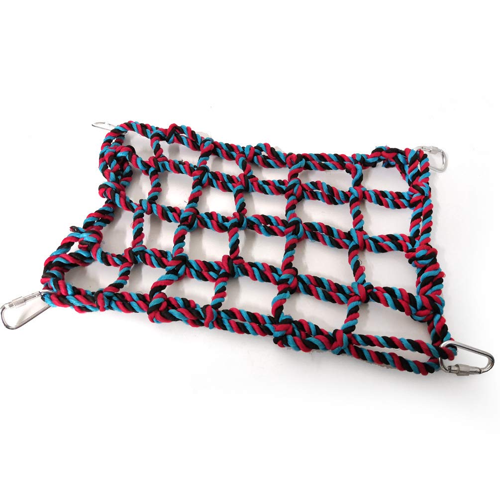 Litewoo Bird Climbing Cotton Rope Net Toy Grid Hammock for Parrot Rat Chinchilla Ferret Swing Thick Chew Rope Hammock Hanging Cage Nylon Rope Nets Toys Cage Accessory (Medium Size)