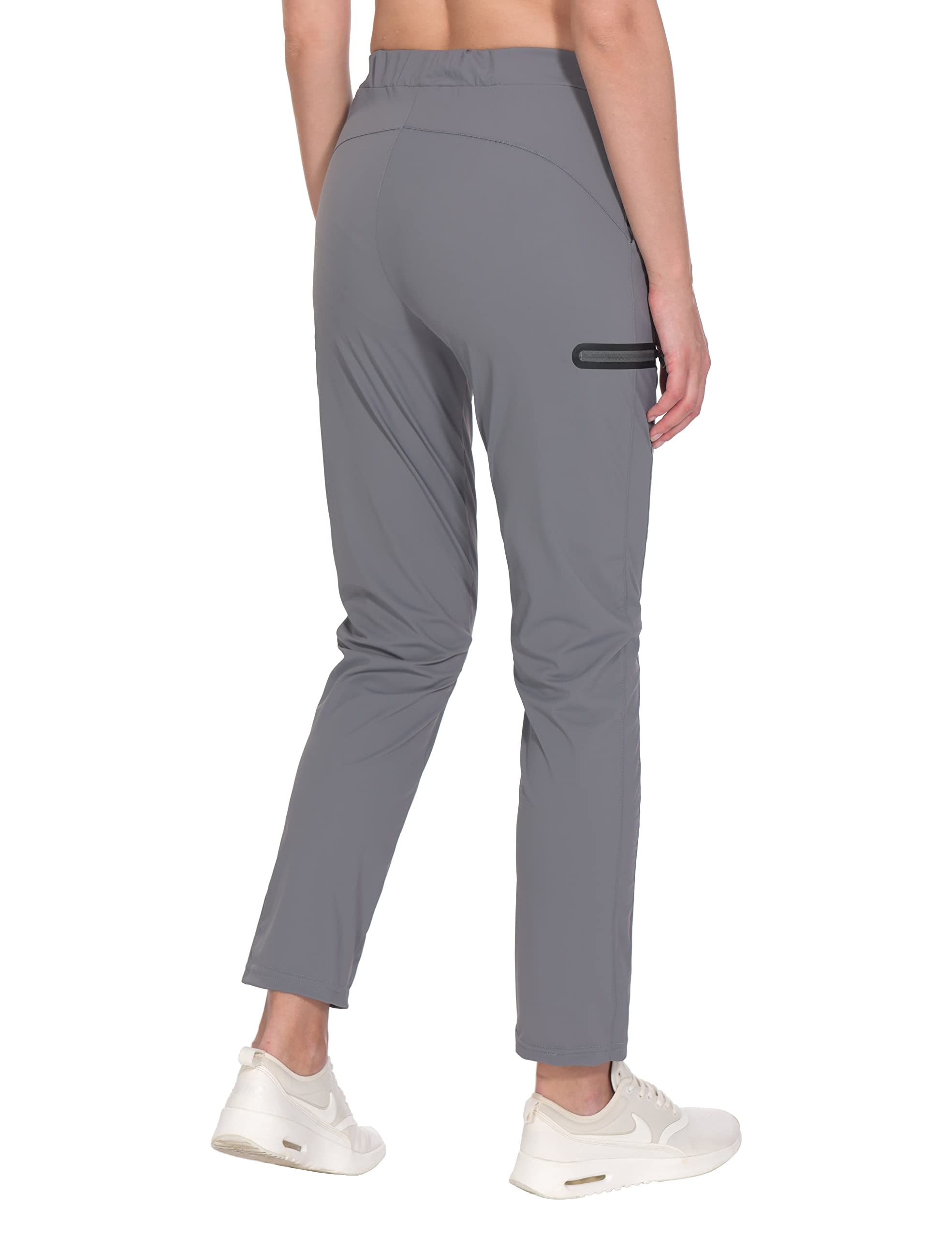 Little Donkey Andy Women's Ultra-Stretch Quick Dry Lightweight Ankle Pants Drawstring Active Travel Hiking Gray M