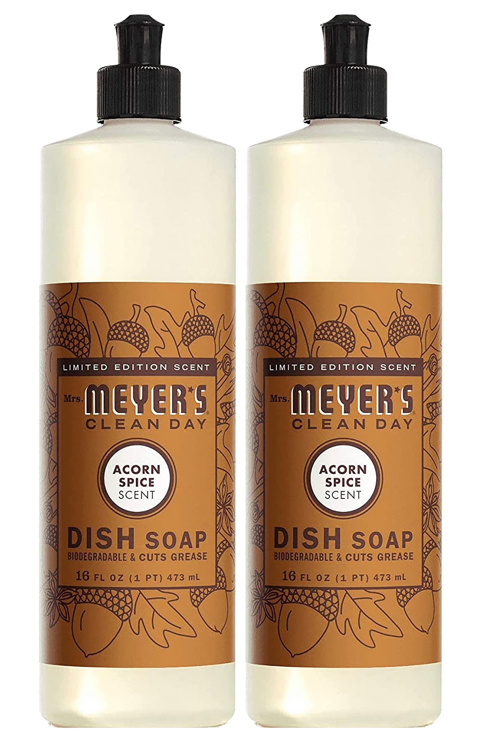 Mrs. Meyer’s Liquid Dish Soap, Acorn Spice Scent, 12 FL OZ Bottle (Pack of 2)