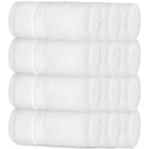 Elaine Karen 12 Pack 100% Cotton White Washcloths – Hotel & spa Absorbent Face Towels, Fingertip Terry Towels, (13'' x 13'')