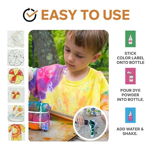 Mosaiz Tie Dye Kit, Tie Dye Party Kit for Adults and Large Groups, Permanent Fabric Dye Art Set, Spray Tie Dye for Creative Activities and DIY for Kids, Pre Filled, Non Toxic, Easy to Use, No Mess