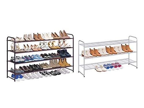 KIMBORA 4 Tier Shoe Rack & 3 Tier Metal Long Shoe Rack