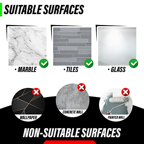 TRENDY PANDA Adhesive Shower Caddy with 4 Hooks Shower Organizer Rustproof and Stainless Steel Material, No Drilling Shower Shelf 2 Pack in Metal Black.