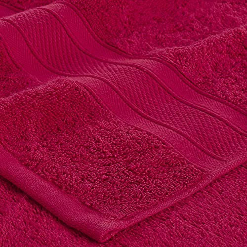 TRIDENT Soft and Plush, 100% Cotton 4 Piece Hand Towels for Bathroom, Highly Absorbent, Hotel Luxury, Super Soft, Salon Towels, Soft Comfort, 500 GSM (Crimson Red)