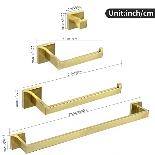 WINCASE Bathroom Hardware Set Gold, Brushed Bath Towel Bar Set 24 Inch, Wall Mounted Bathroom Accessories SUS 304 Stainless Steel