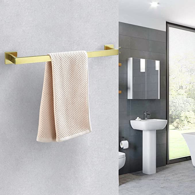 WINCASE Bathroom Hardware Set Gold, Brushed Bath Towel Bar Set 24 Inch, Wall Mounted Bathroom Accessories SUS 304 Stainless Steel
