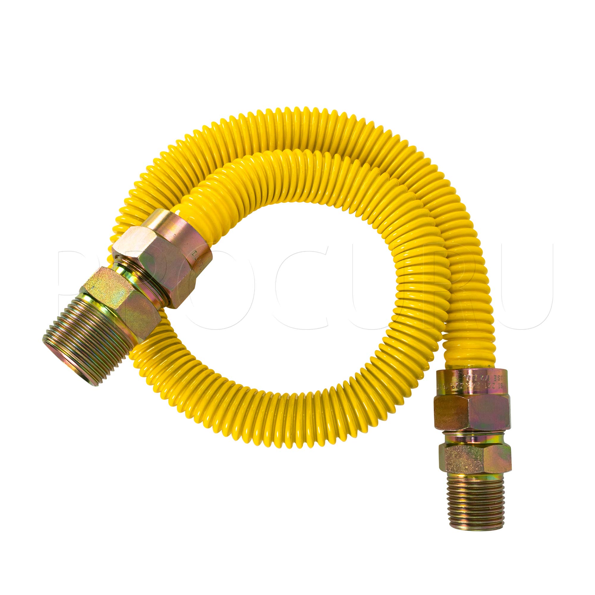 PROCURU 5/8" OD x 12" (1Ft) Universal Gas Flex Connector Kit, Weatherproof Stainless Steel Pipe, Yellow Coated, for Stove, Range, Furnace (Green Series)