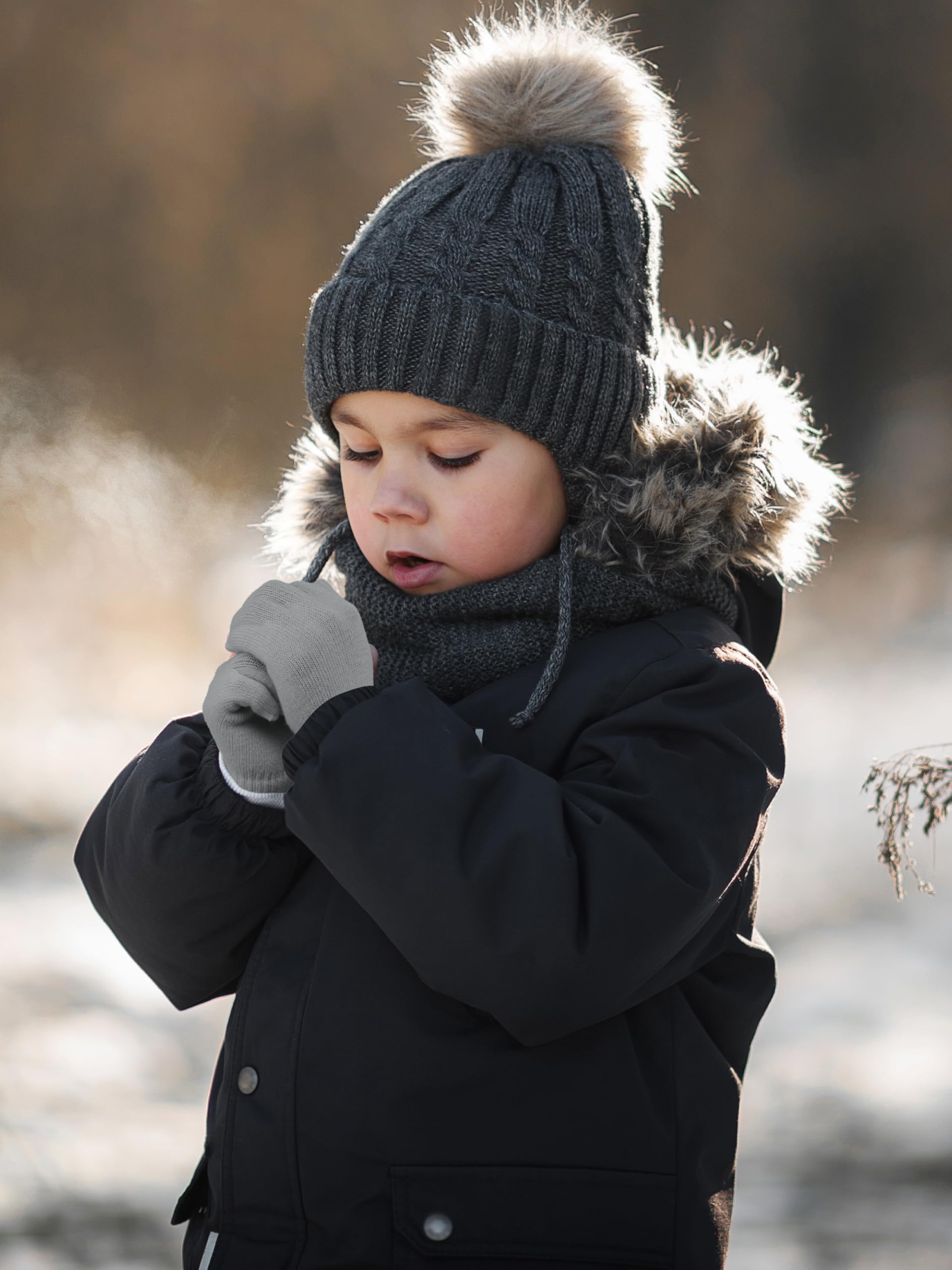Cooraby 16 Pairs Winter Kids Warm Magic Gloves Full Fingers Stretchy Knitted Gloves for Boys or Girls