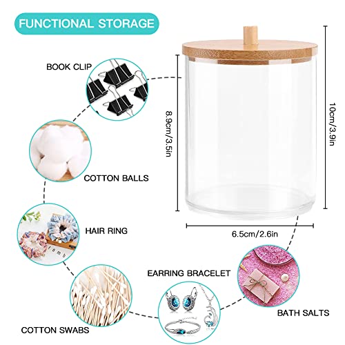 OTOSTAR Bathroom Accessories Set 8-Piece Bamboo Gift Set Bathroom Accessory Set with Trash Can 2 Qtip Holder Jars Soap Dispenser Toothbrush Holder Tumbler Cup Soap Dish Toilet Brush Holder (White)