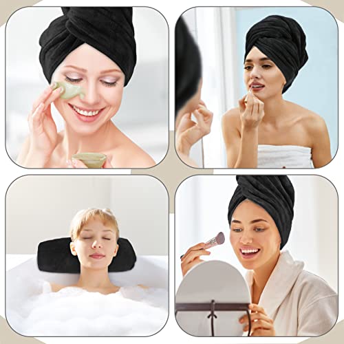 SUNLAND Microfiber Hair Drying Towel 2 Pack Super Absorbent Quick Dry Magic Hair Turban for Drying Long Hair Soft and Large 20 inch X 40 inch Black
