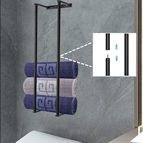 Bathroom Towel Rack Wall Mounted, Towel Racks for Bathroom, Towel Racks Storage for Bathroom Towel Storage Holders Wall for Rolled Bath Towel Black