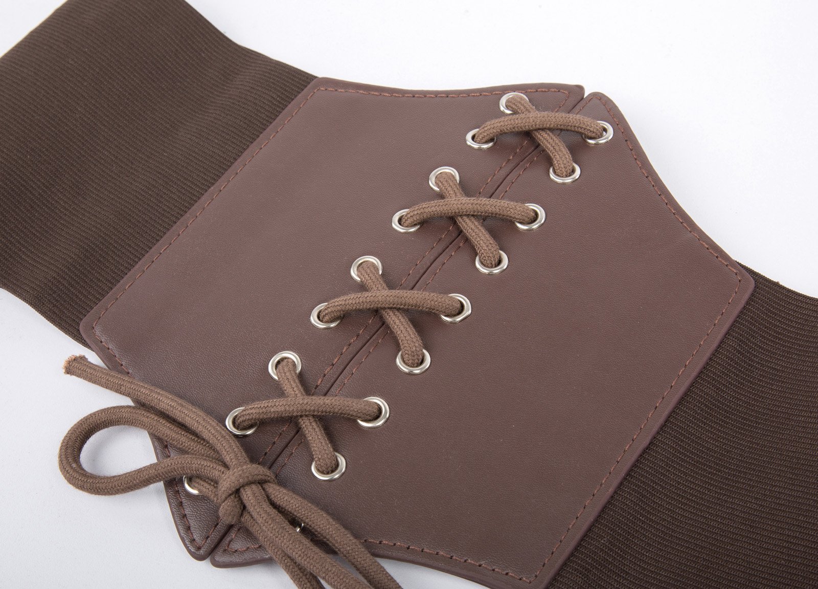 GRACE KARIN Womens Faux Leather Steampunk Sexy Underbust Waist Belt Corset(3XL,Coffee)