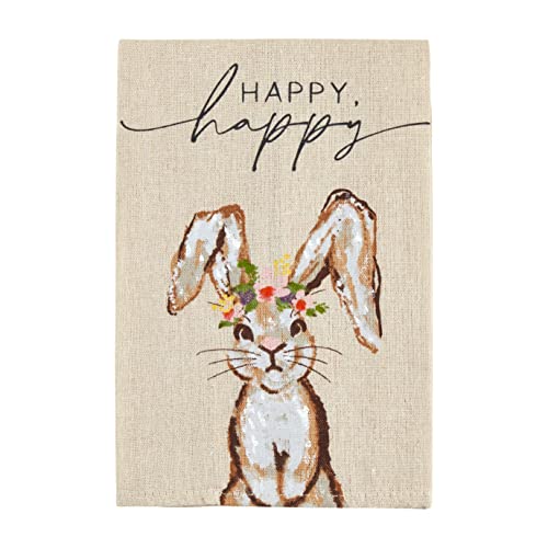 Mud Pie Painted Spring Hand Towel, Happy, 21" x 14"