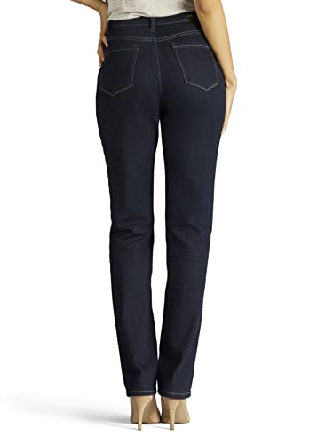 Lee Women's Instantly Slims Classic Relaxed Fit Monroe Straight Leg Jean, Heritage Blue, 8 Short Petite