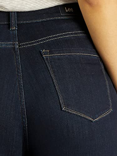 Lee Women's Instantly Slims Classic Relaxed Fit Monroe Straight Leg Jean, Heritage Blue, 8 Short Petite
