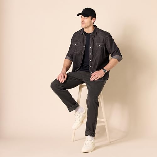 Amazon Essentials Men's Straight-Fit Stretch Jean, Washed Black, 32W x 32L