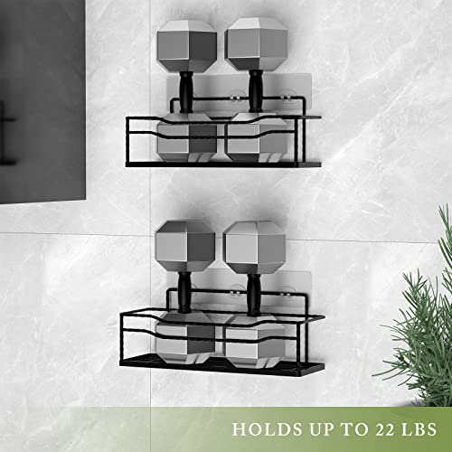 Joetin Shower Caddy Shelf with Hooks, Adhesive Shower Wall Organizer Shampoo Holder for Bathroom Shower Kitchen