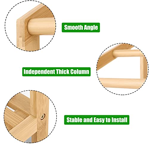HYNAWIN Bamboo 3 Tier Towel Rack for Bathroom, Free Standing Beach Towel with Storage Shelf, Poolside Rack with Bottom Organizer for Bath, Hand Towel, Laundry