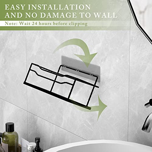 Joetin Shower Caddy Shelf with Hooks, Adhesive Shower Wall Organizer Shampoo Holder for Bathroom Shower Kitchen