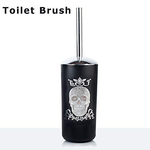 Halloween Bathroom Accessories Set 6 Piece Plastic Bathroom Ensemble Soap Dispenser Toothbrush Holder Tumbler Soap Dish Trash Can Toilet Brush Holder for Decorative Countertop Housewarming Gift(Black)