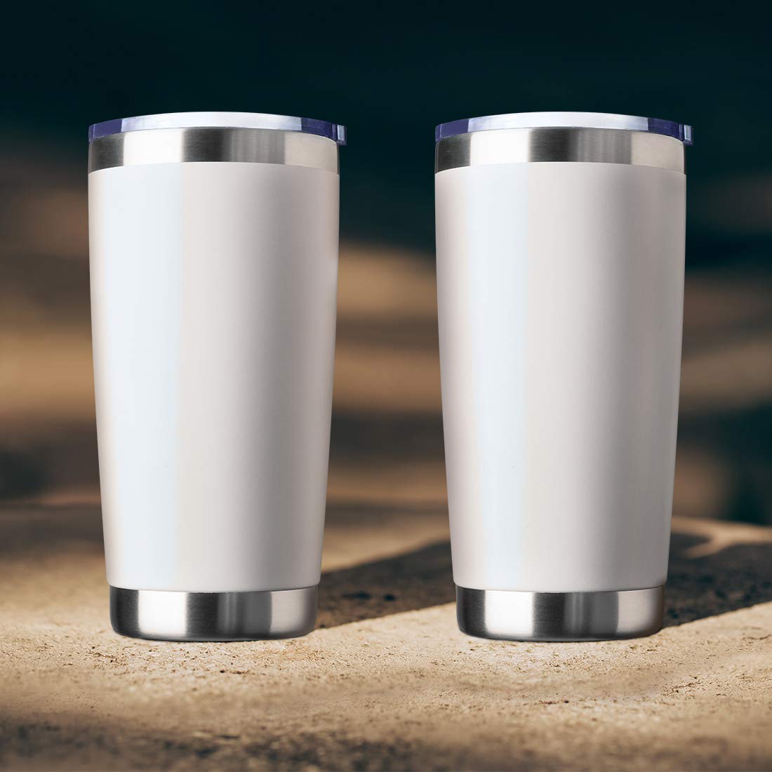 EcoMozz 20oz Tumbler Bulk Stainless Steel Vacuum Insulated Tumblers with Lid Double Wall Travel Mug Durable Powder Coated Coffee Cup, Suitable for Ice Drinks and Hot Beverage (White 1pack)