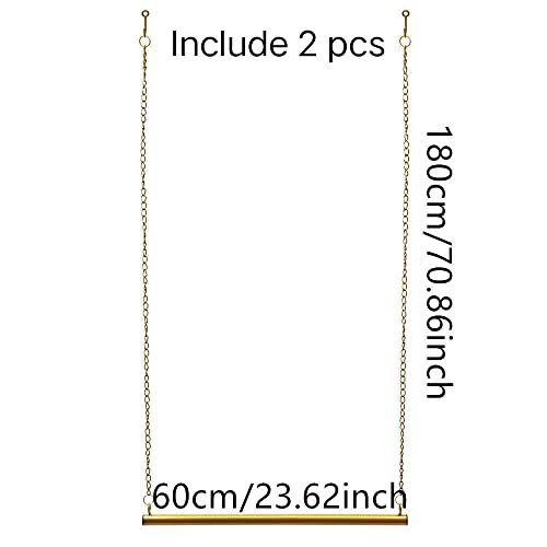 2 Pcs 24"Boutique Retail Hanging Clothing Racks Adjustable Height, Metal Garment Rack Heavy Duty Wedding Dress Display Gold Clothes Rack Ceiling Hanger Storage Shelves Commercial Creative Iron Chain