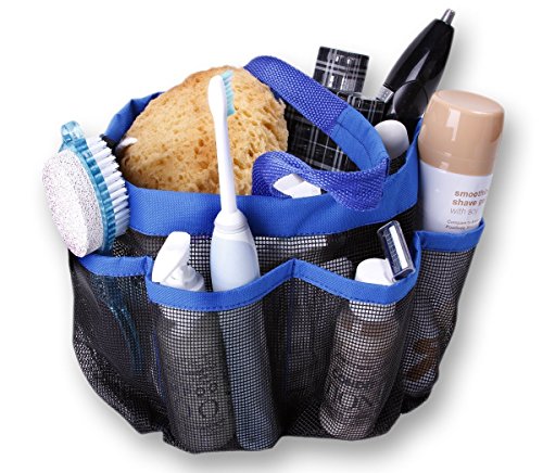 Wowlife 8-Pocket Shower Caddy Quick Dry - Perfect For College & Dorm - Large Pockets To Carry Your Bathroom Accessories & Mirror - Non Stainless Steel Full Mesh Material