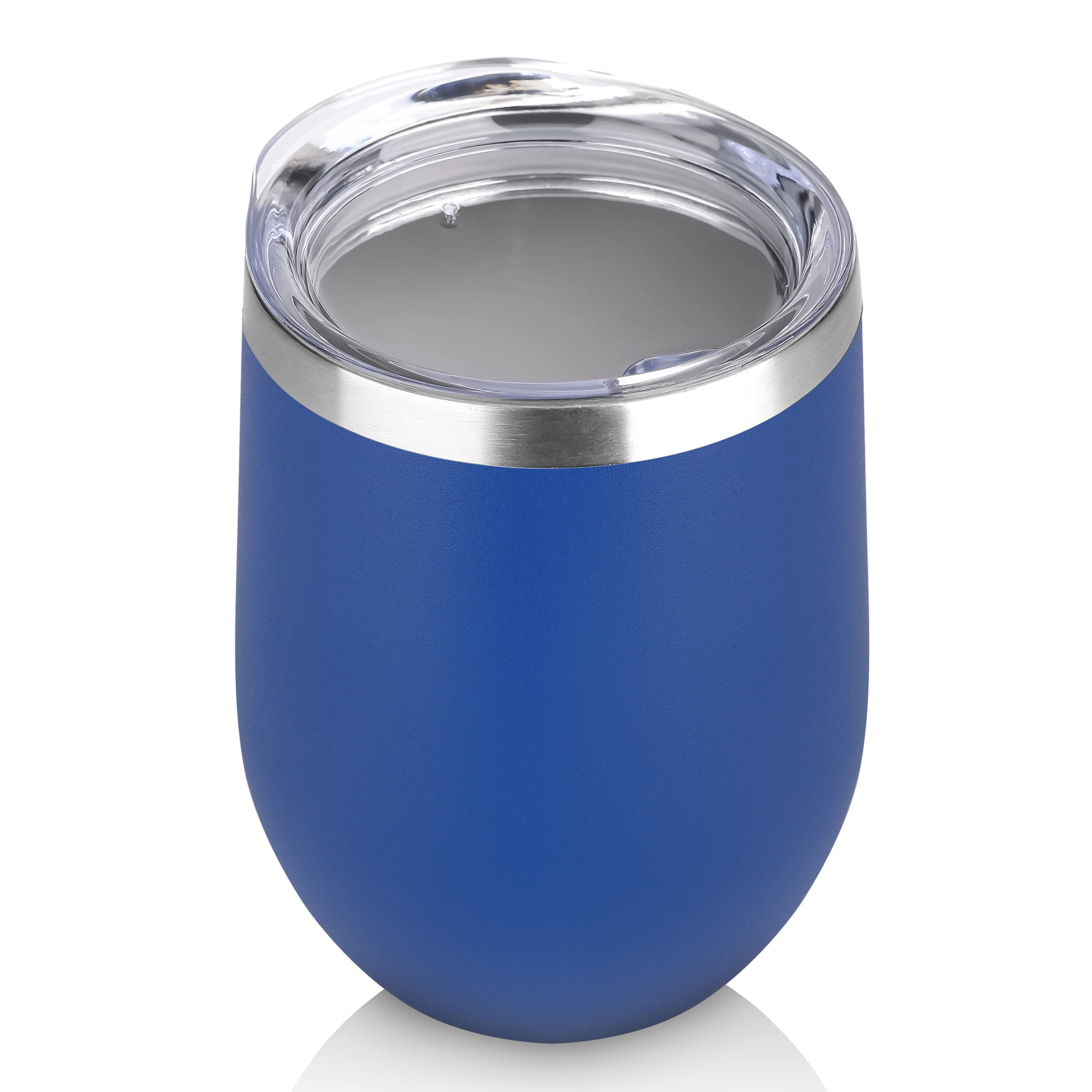 DOMICARE Stainless Steel Wine Tumbler Bulk with Lid, Personalized Insulated Tumblers Set, 12oz Travel Coffee Cups Pack of 1, Dark Blue