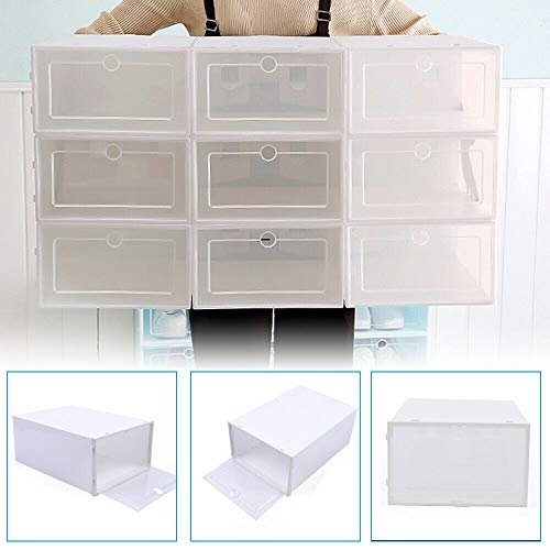 WDZCZDoo 20/24 Pack Shoe Storage Boxes, Clear Plastic Stackable Foldable Shoe Organizer Bins, Drawer Type Front Opening Shoe Sneaker Holder Containers (24Pcs)
