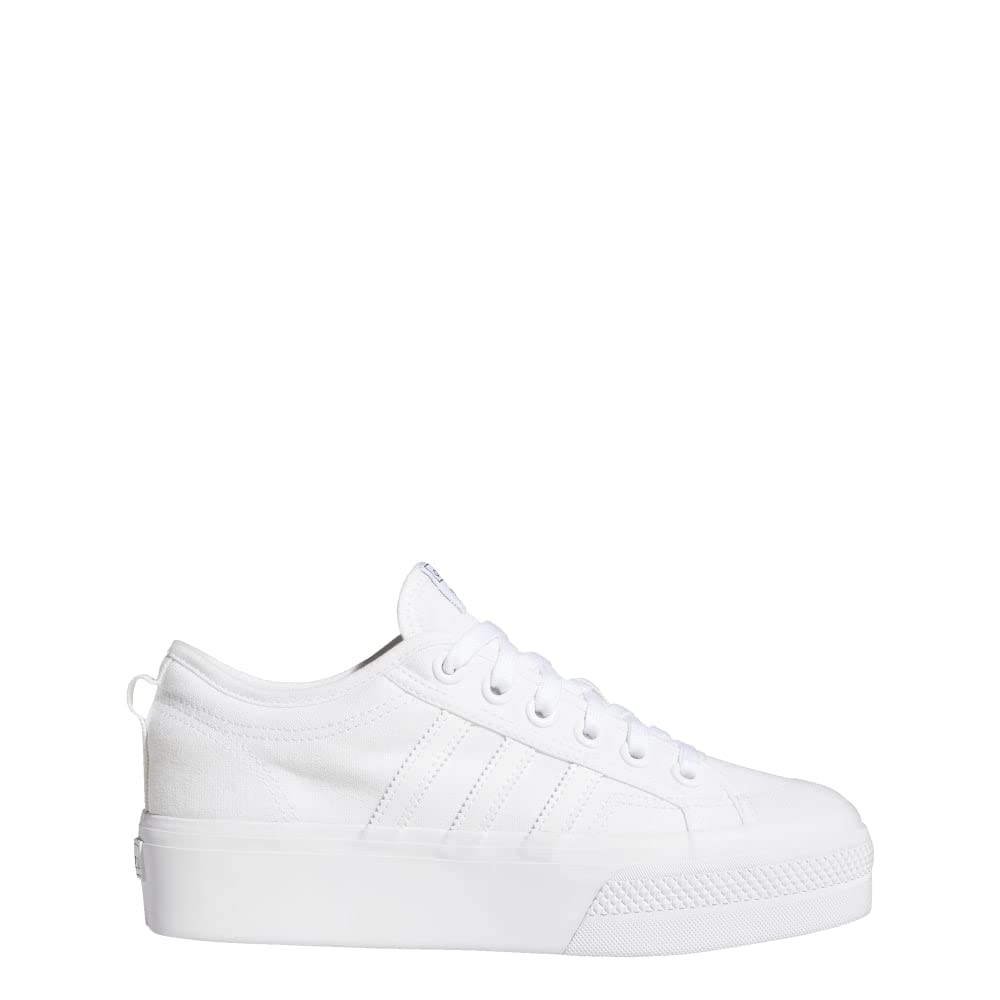 adidas Originals Women's Nizza Platform, White/White/White, 6