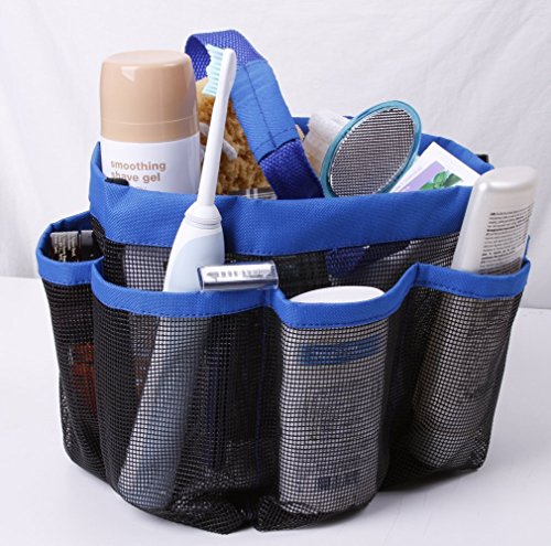 Wowlife 8-Pocket Shower Caddy Quick Dry - Perfect For College & Dorm - Large Pockets To Carry Your Bathroom Accessories & Mirror - Non Stainless Steel Full Mesh Material